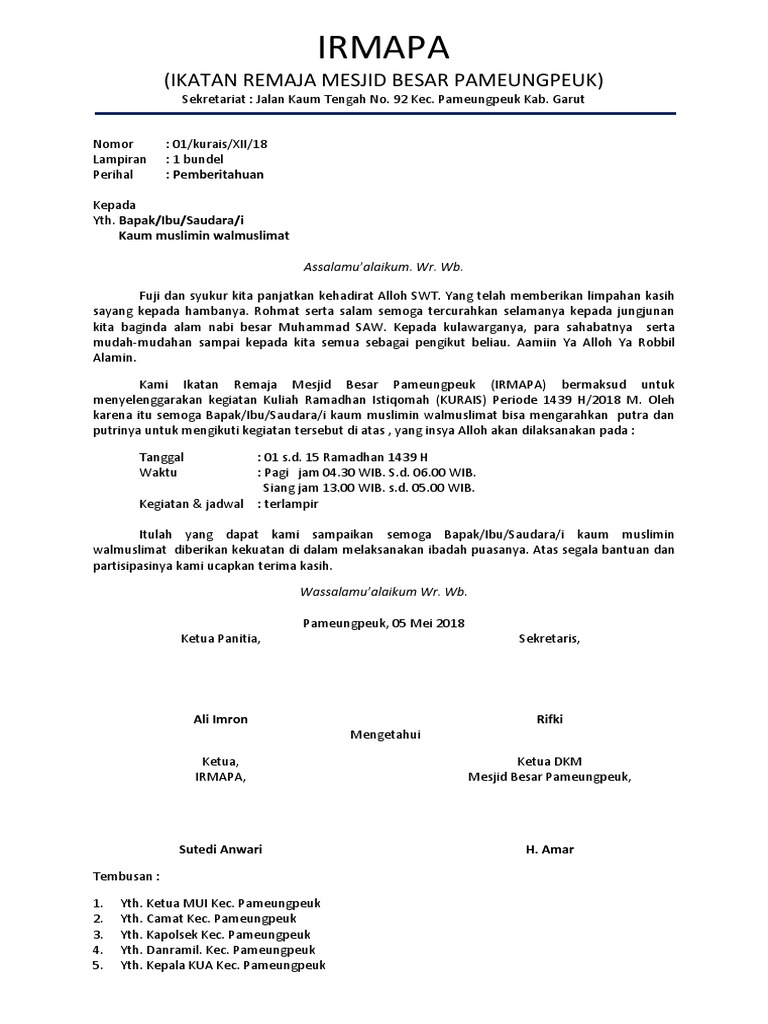 Surat Pemberitahuan Paskil | PDF