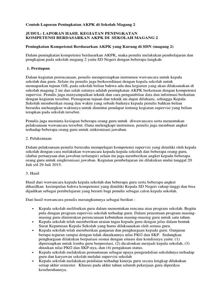 Contoh Laporan Akpk | PDF