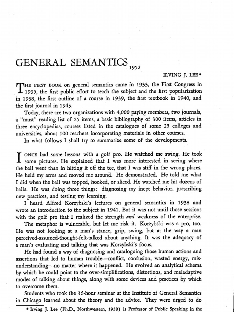 General Semantics: HE First Book | PDF | Rhetoric | Theory