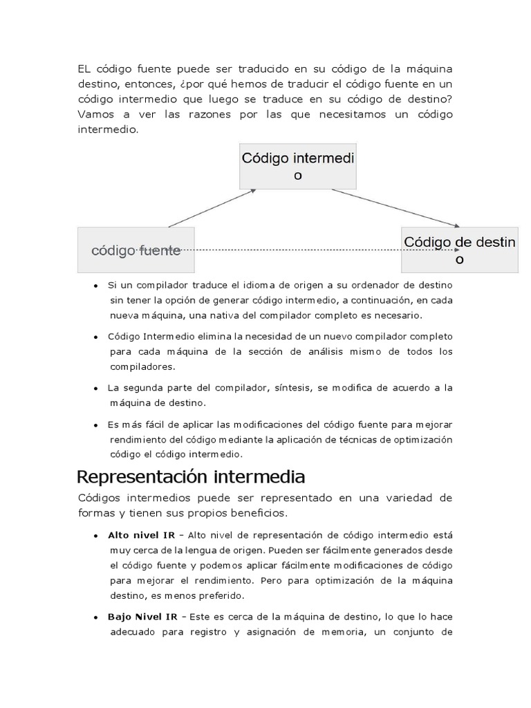 Representación Intermedia: Alto Nivel IR - Alto Nivel de Representación ...
