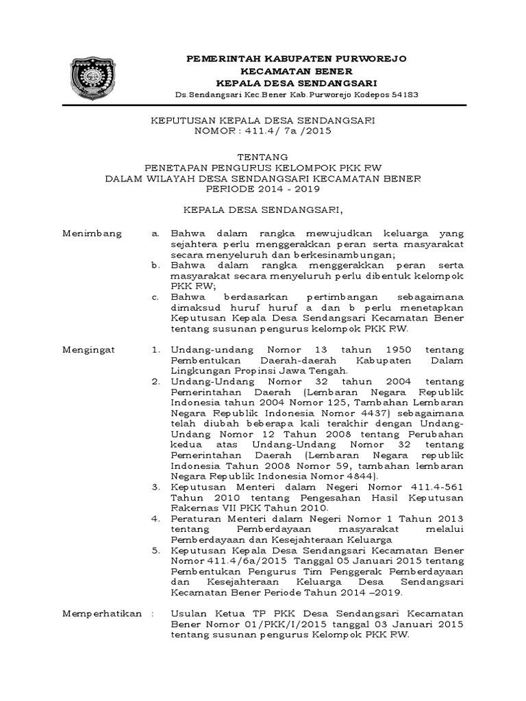 SK PKK RW Dan RT | PDF