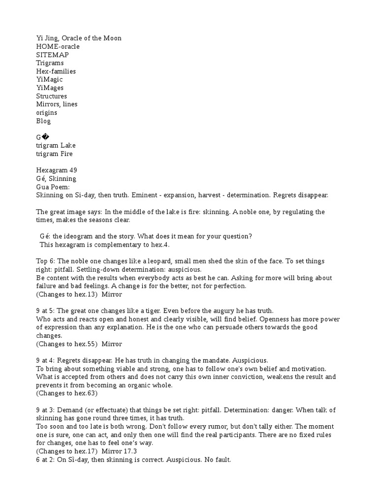 Hexagrama 49 Yiging - Odt | PDF
