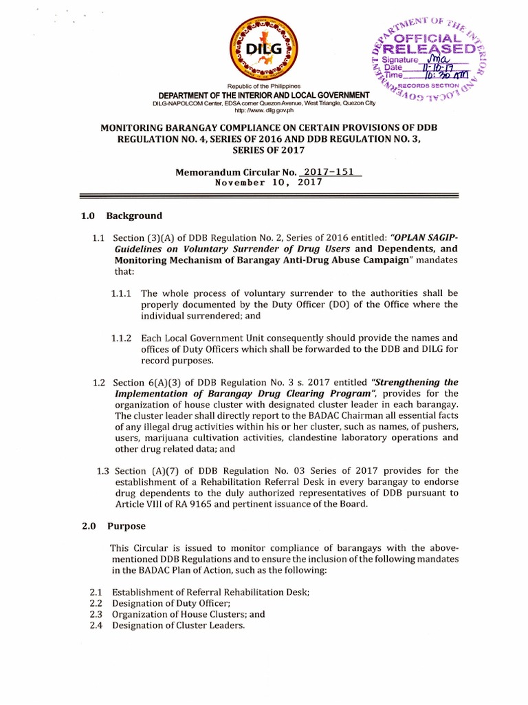 Dilg MC 2017-154 Pleb Guidelines | PDF