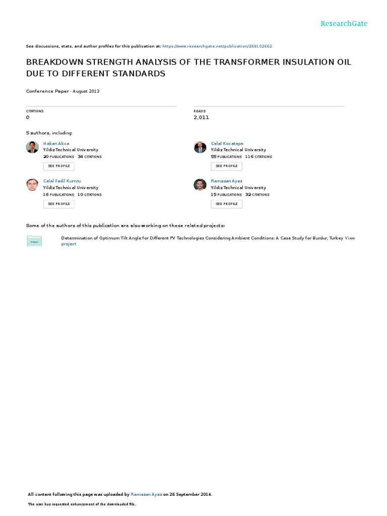 Breakdown Strength Analysis of The Transformer Insulation Oil Due To ...