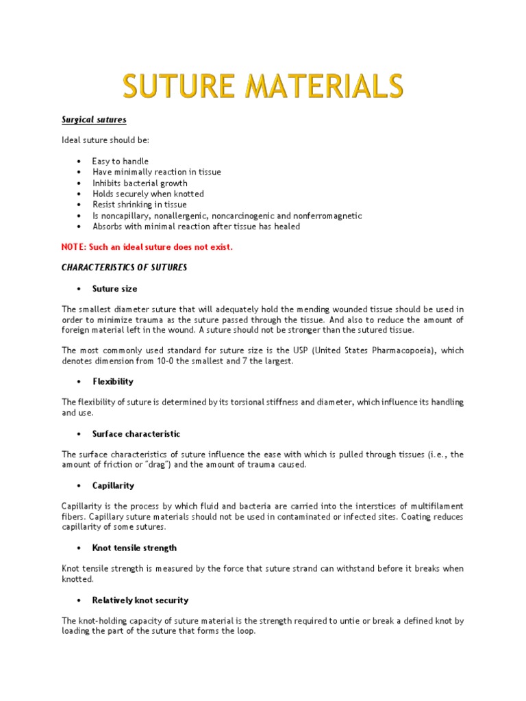 Surgical Sutures: Suture Size | PDF | Surgical Suture | Wound