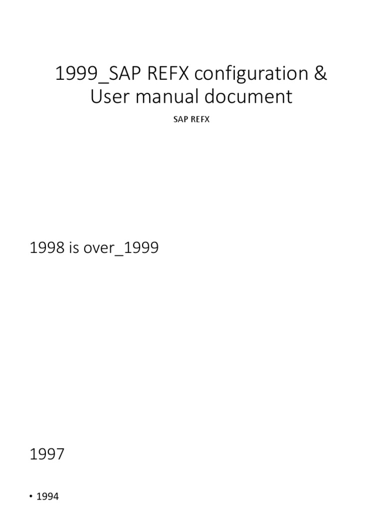 SAP REFX Test Case 1999 | PDF
