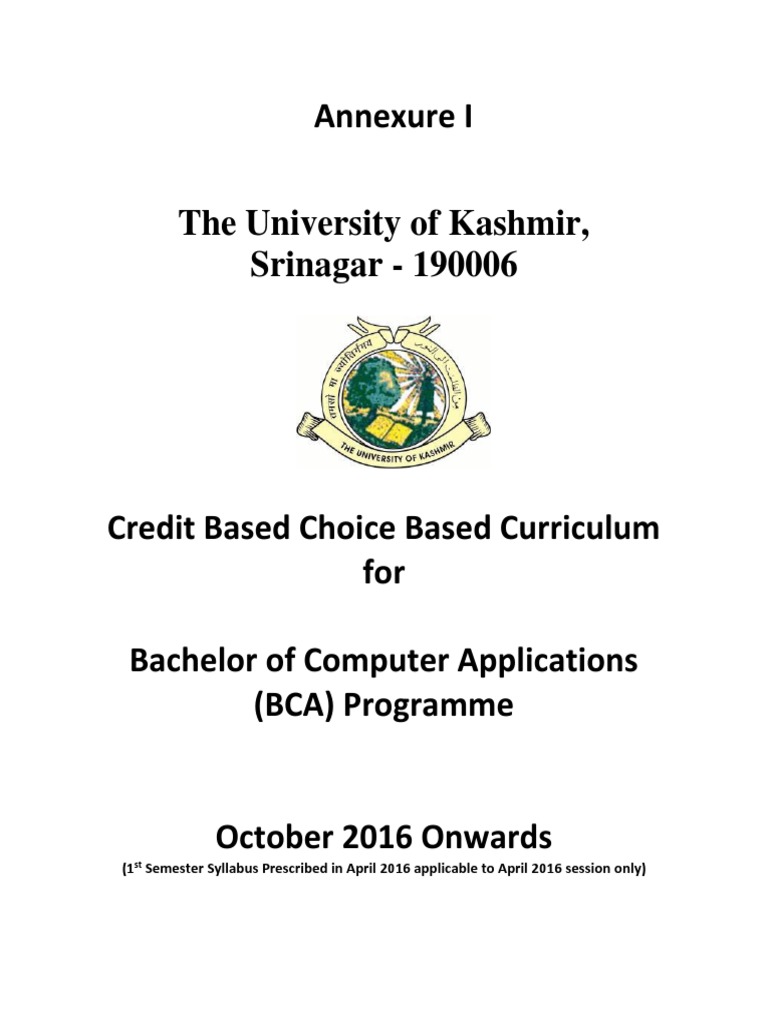 CBCS Syllabus For BCA Kashmir University | PDF | Pointer (Computer Programming) | Computer Network