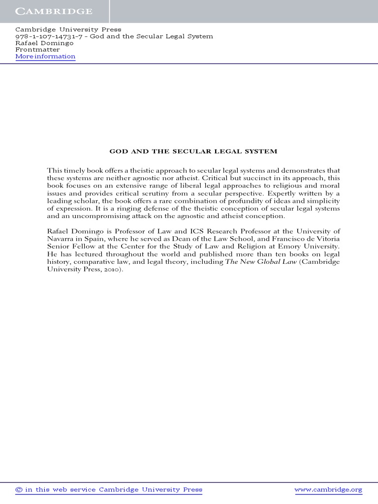 God and The Secular Legal System | PDF | Secularism | Philosophical ...