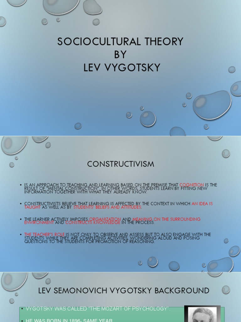 Sociocultural Theory BY Lev Vygotsky | PDF | Constructivism (Philosophy ...