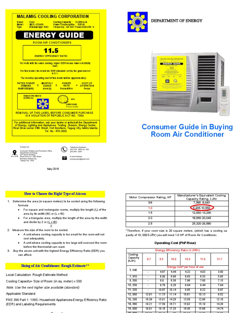 2016-Consumer Guide For Rac | PDF | Air Conditioning | Physical Quantities