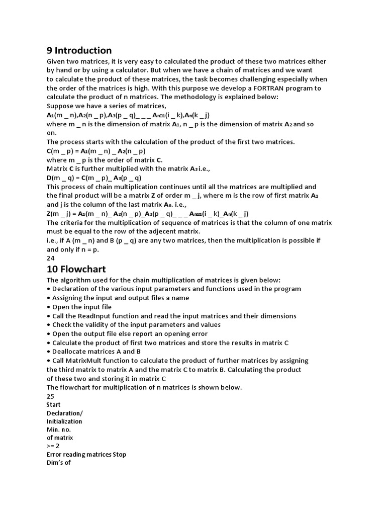 Start Declaration/ Initialization Min. No. of Matrix 2 Error Reading ...
