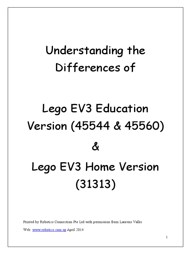 LEGO MINDSTORMS EV3 Home Edition Vs Education PDF | PDF | Digital Technology | Computing