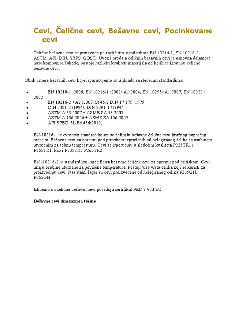 Celicne Cevi | PDF