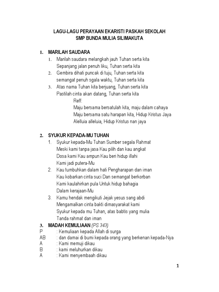 Lagu Lagu Ekaristi Paskah | PDF