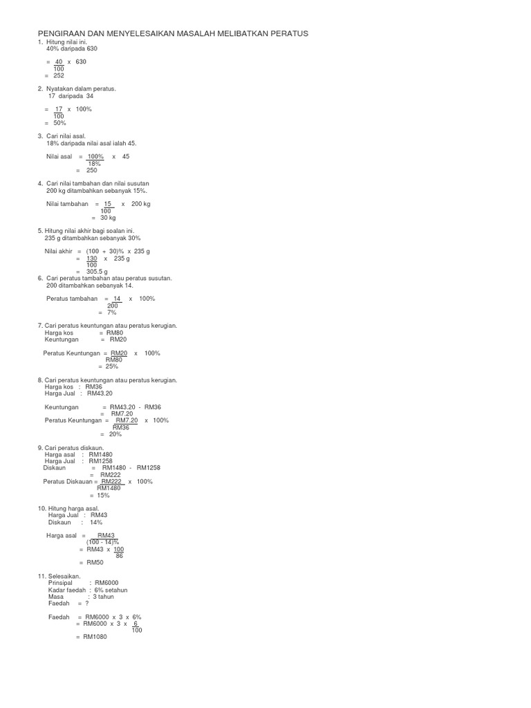 Pengiraan Peratus | PDF