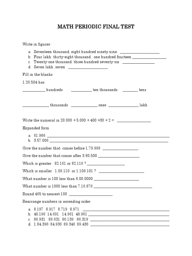 Math Periodic Final Test | PDF | Leisure