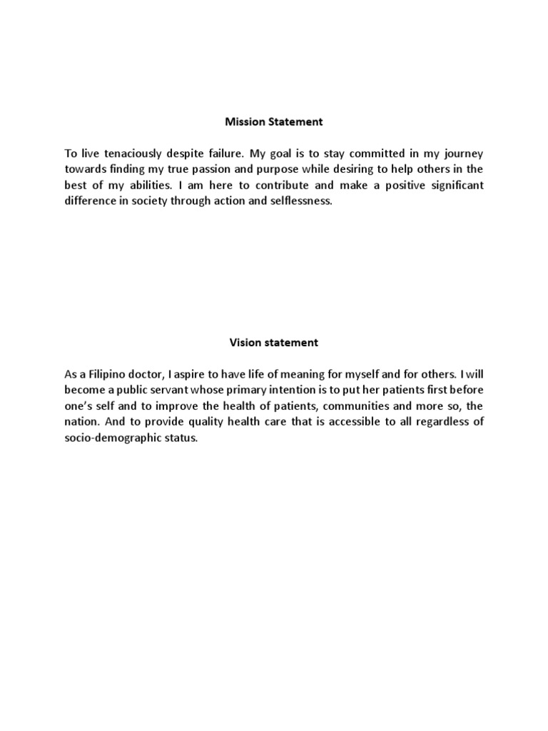 Mission and Vision of a Filipino Doctor | PDF