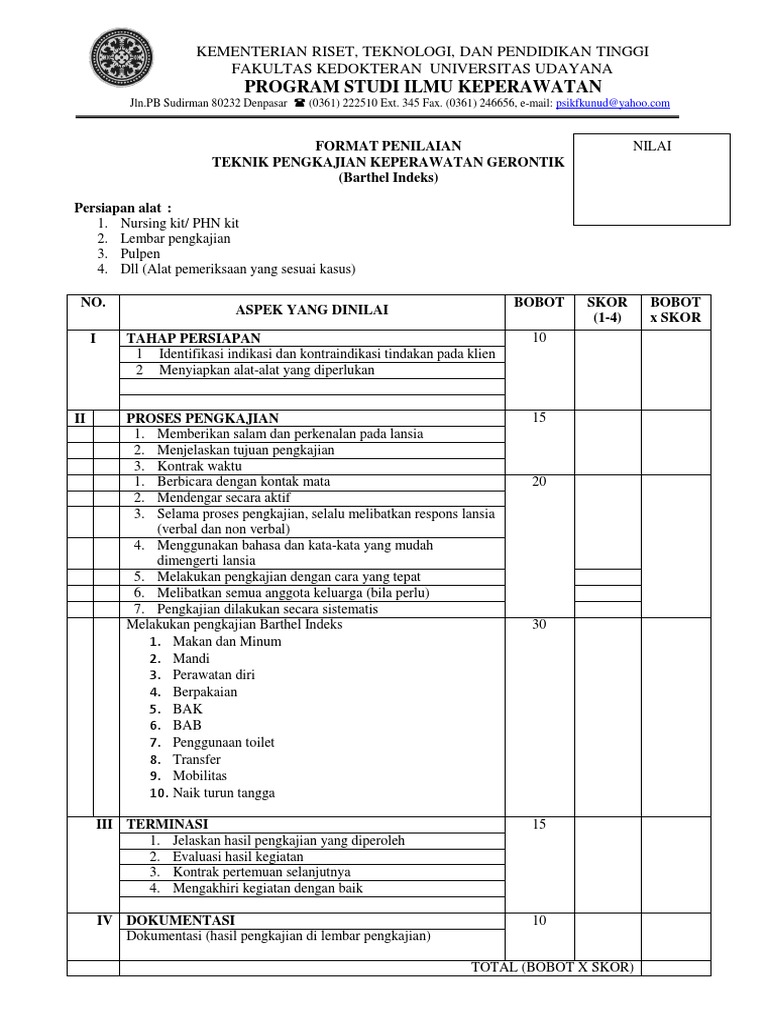 Format Penilaian Pengkajian Gerontik 2 | PDF