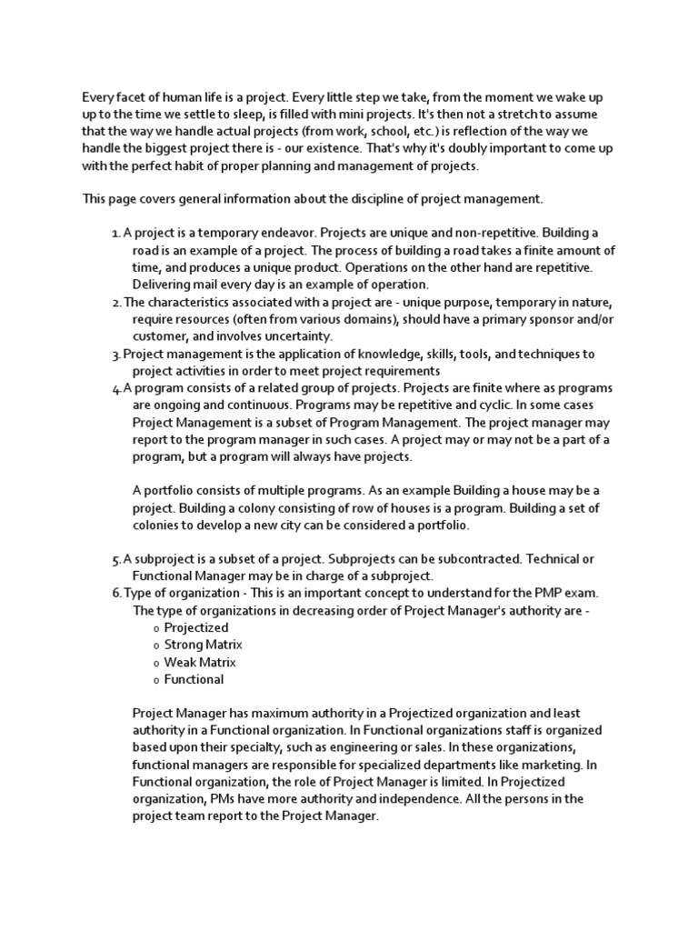 PMP Notes | PDF | Project Management | Business