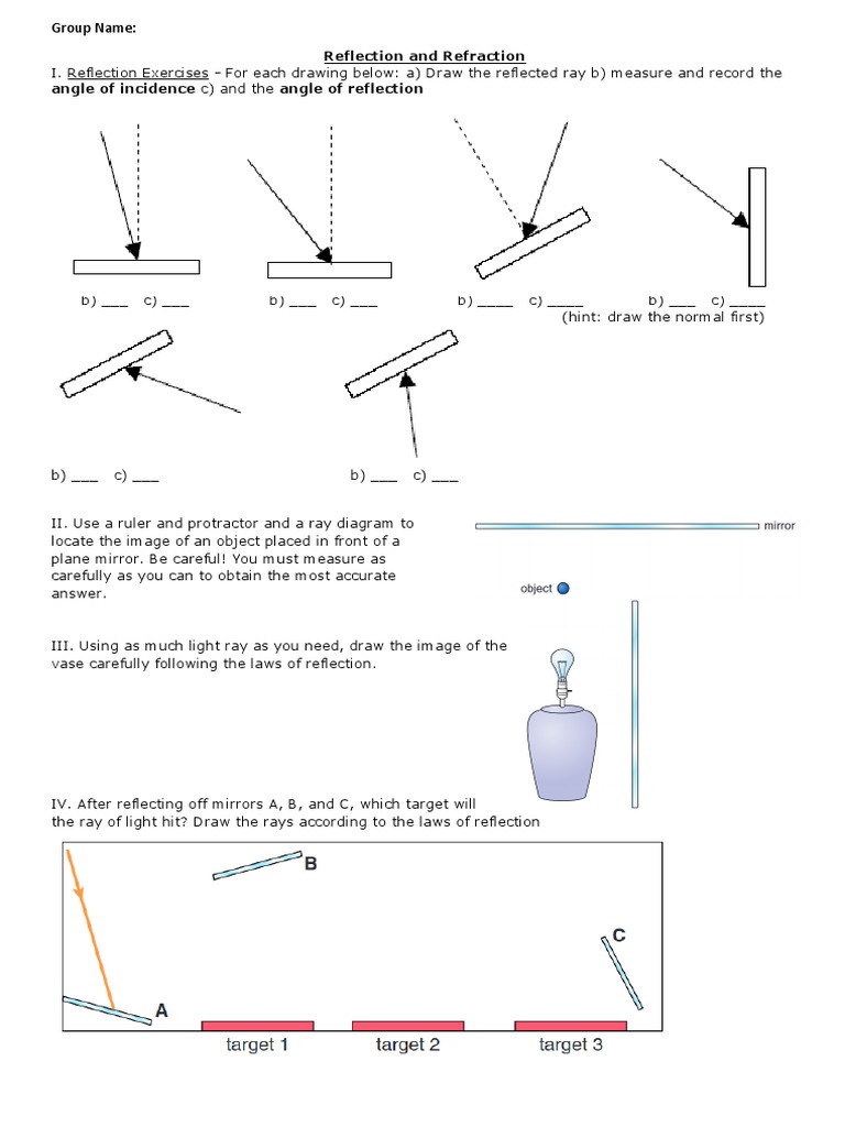 Reflection Igcse Exercise Pdf