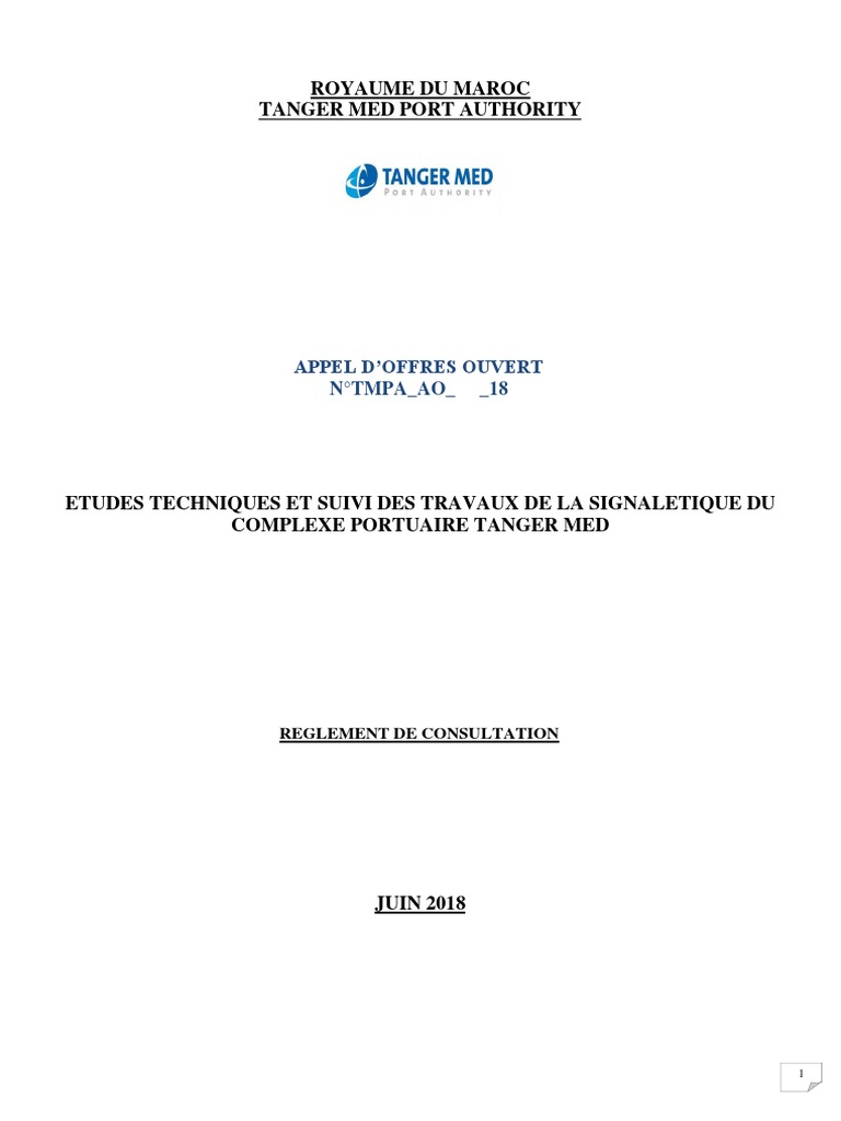 RC - BET Signalétique Du Port Tanger Med | PDF | Appel d'offres ...