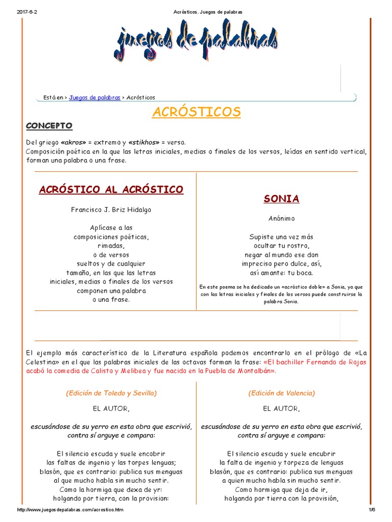 Acrósticos PDF | PDF | Poesía