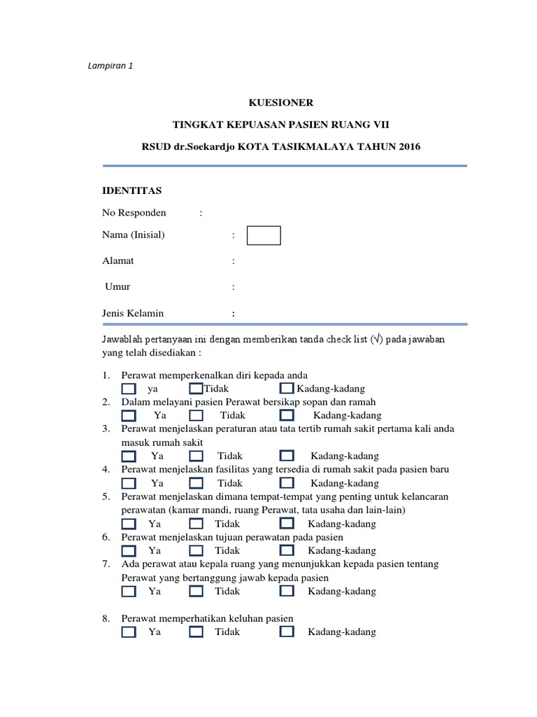 Format Kuesioner | PDF