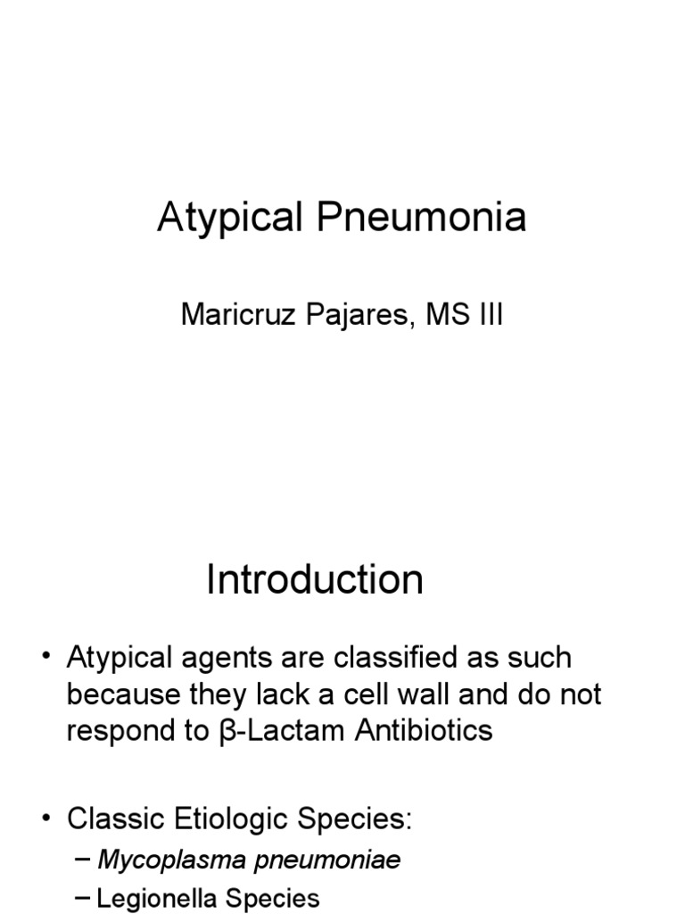 Atypical Pneumonia Overview and Management | PDF | Pneumonia | Medicine