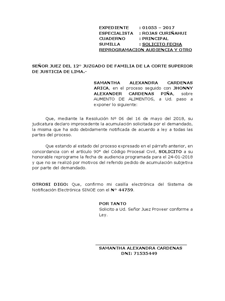 Solicito Reprogramacion | PDF