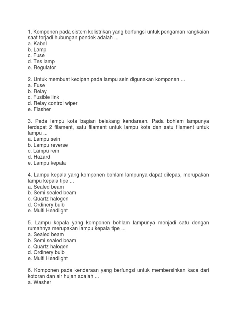 Soal Kelistrikan Bodi | PDF