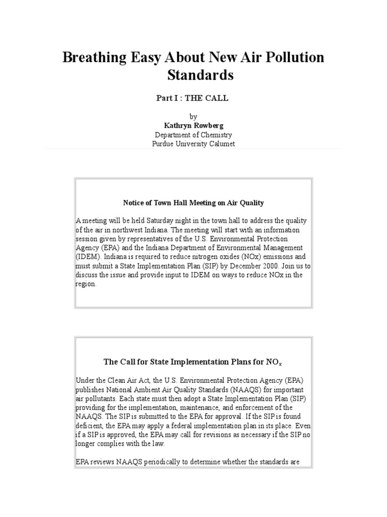 Breathing Easy About New Air Pollution Standards-Part I | PDF | United ...