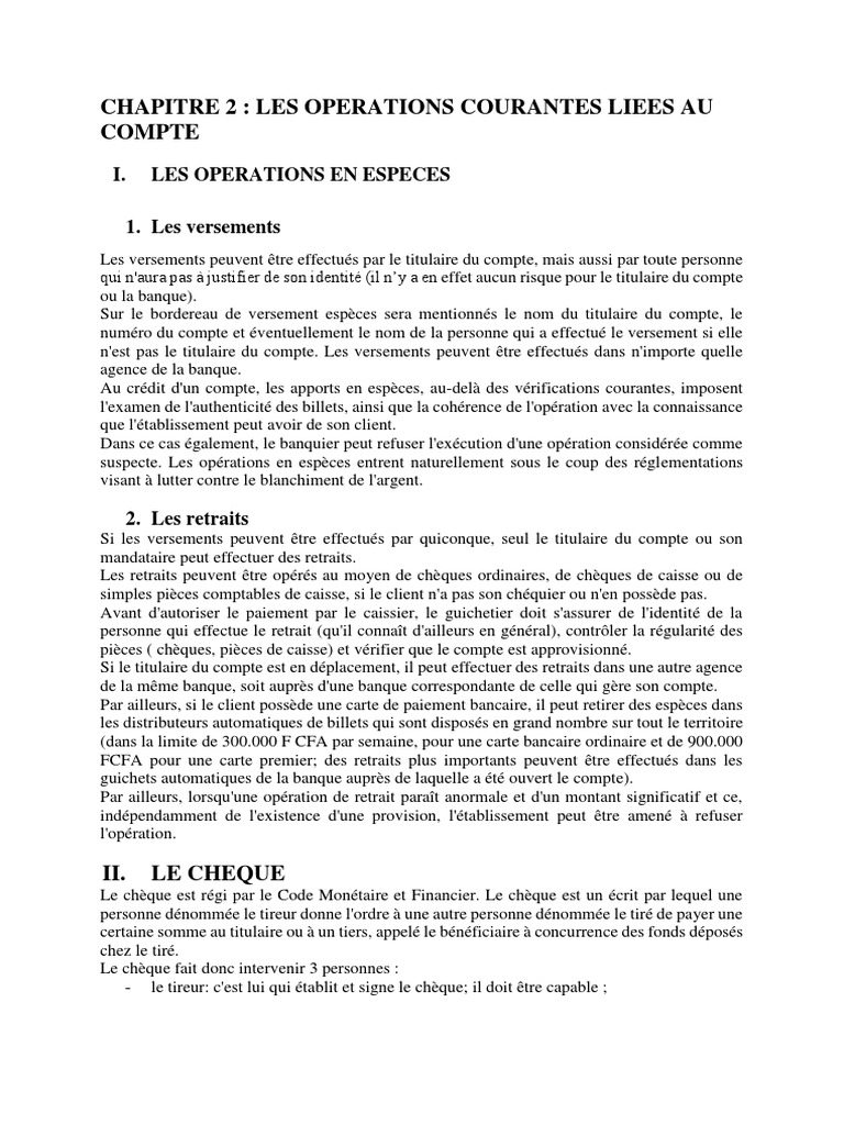Opérations Bancaires Courantes au Maroc | PDF | Chèque | Guichet ...