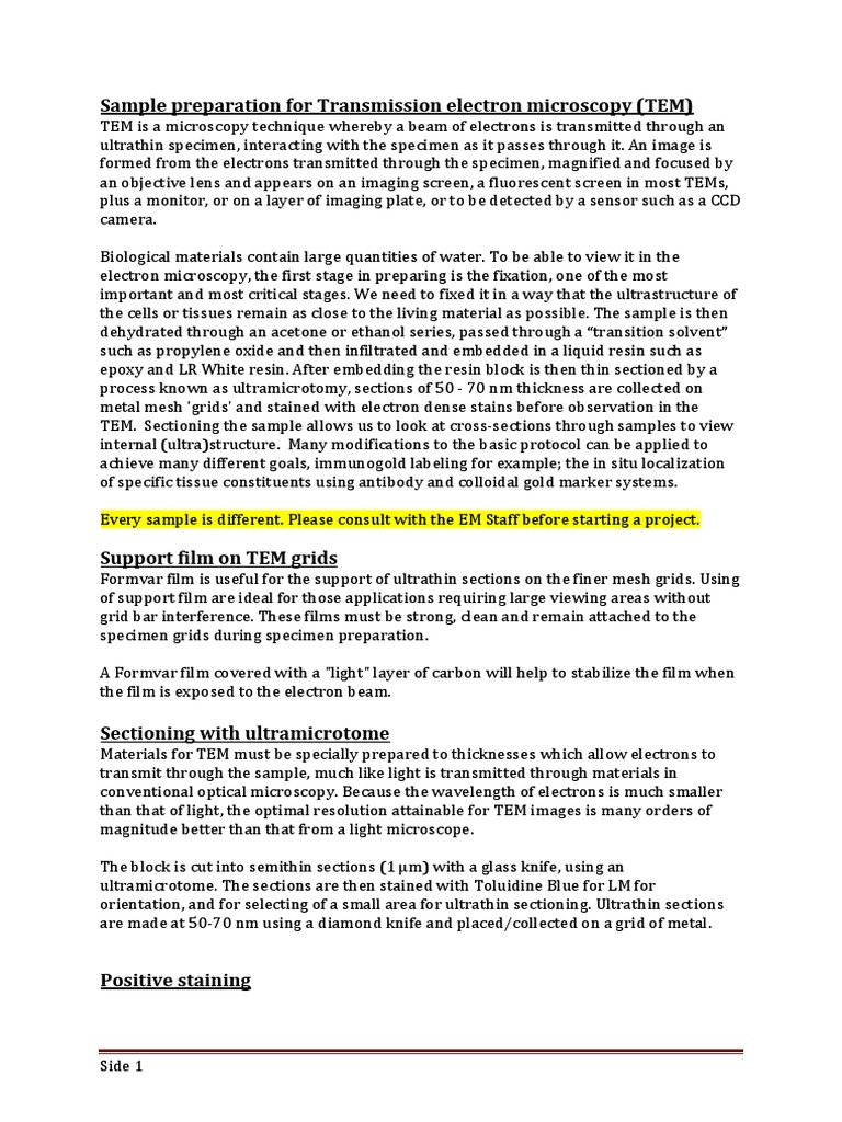 TEM Sample Preparation PDF | PDF | Transmission Electron Microscopy ...