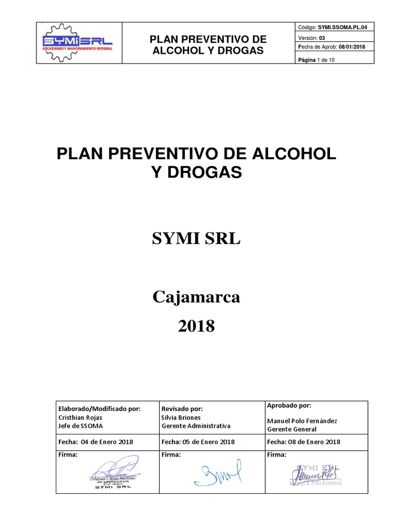 SYMI - Ssoma.pl.04 Plan Preventivo de Alcohol y Drogas | PDF | Drogas ...