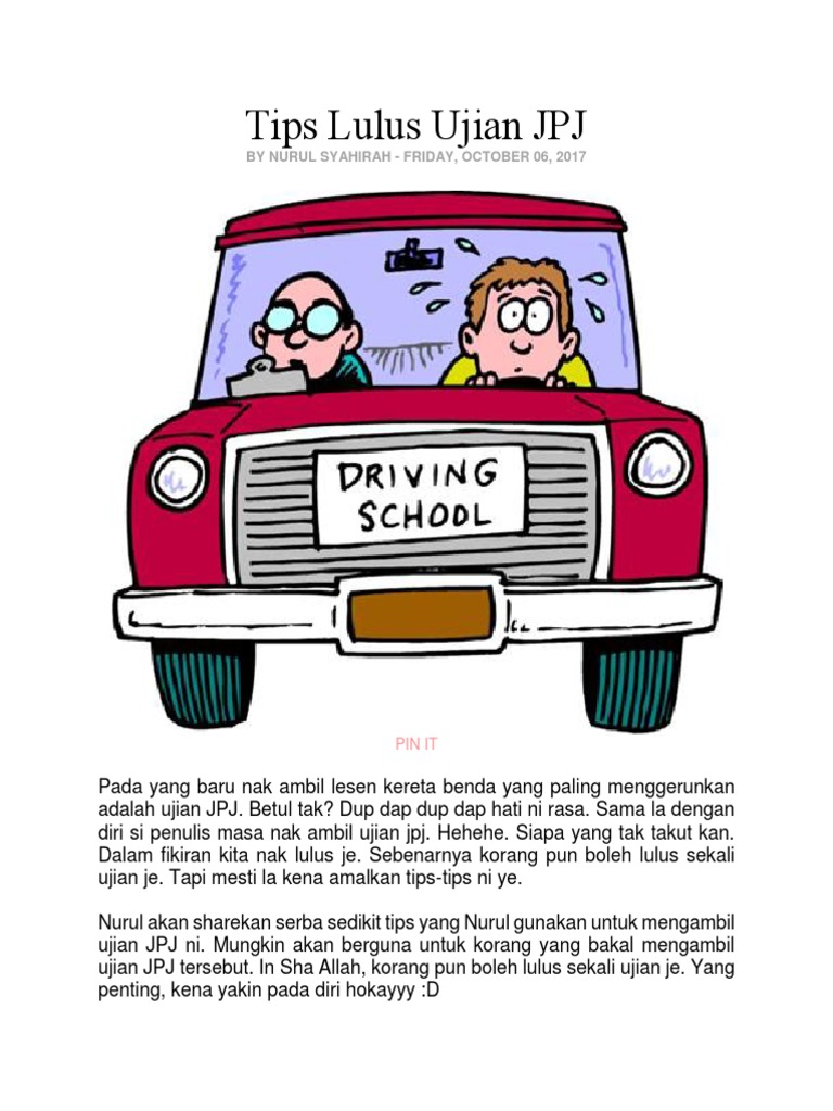 Tips Lulus Ujian JPJ | PDF