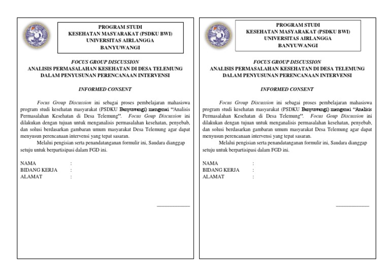 Informed Consent FGD | PDF