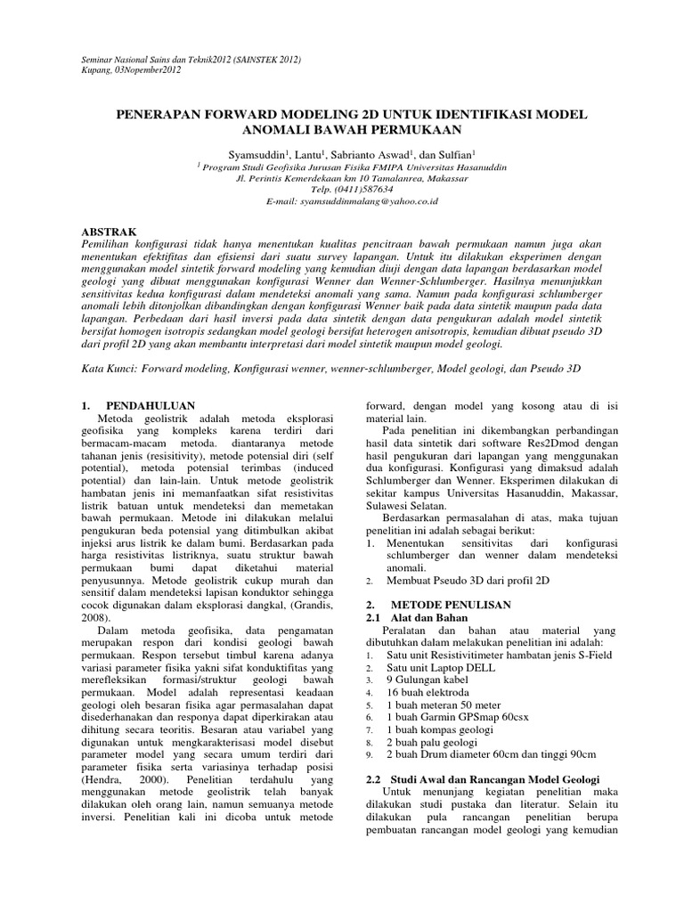 Penerapan Forward Modeling 2D | PDF