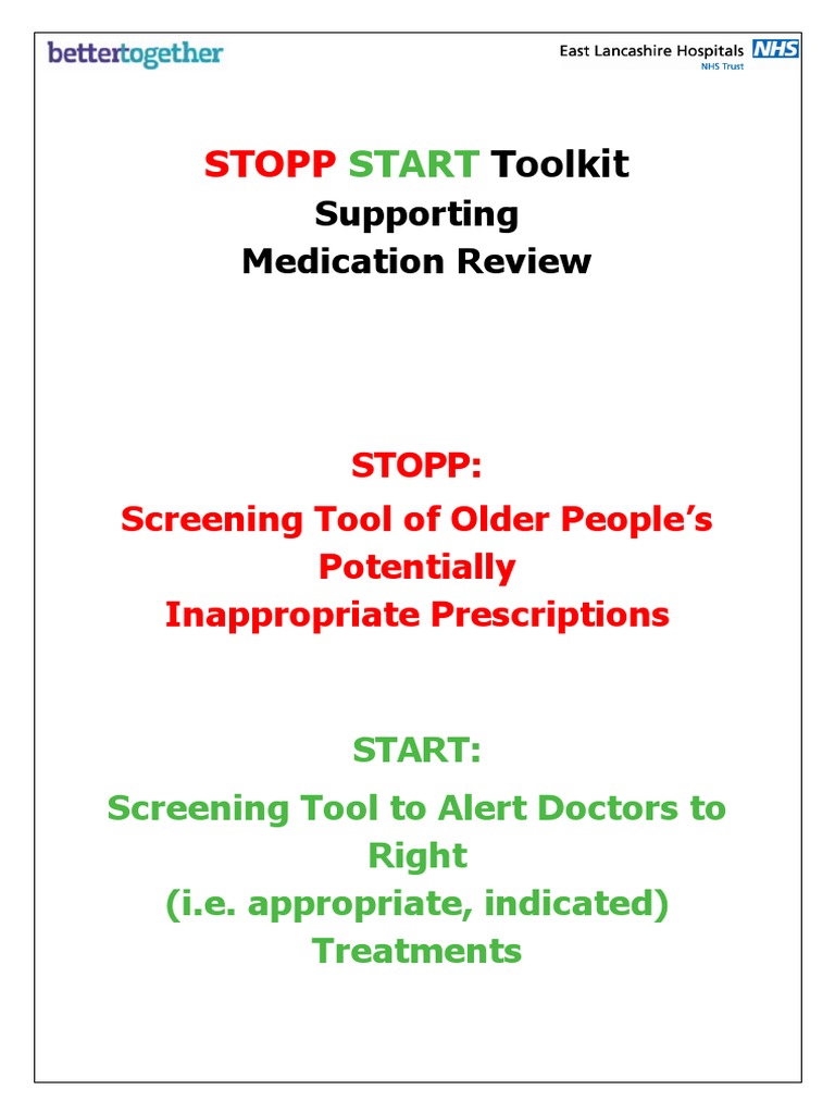 Stopp Start Toolkit | Urinary Incontinence | Benzodiazepine