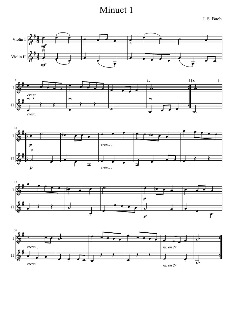 Minuet 1 for Suzuki Violin | PDF | Church Music | Choral Compositions