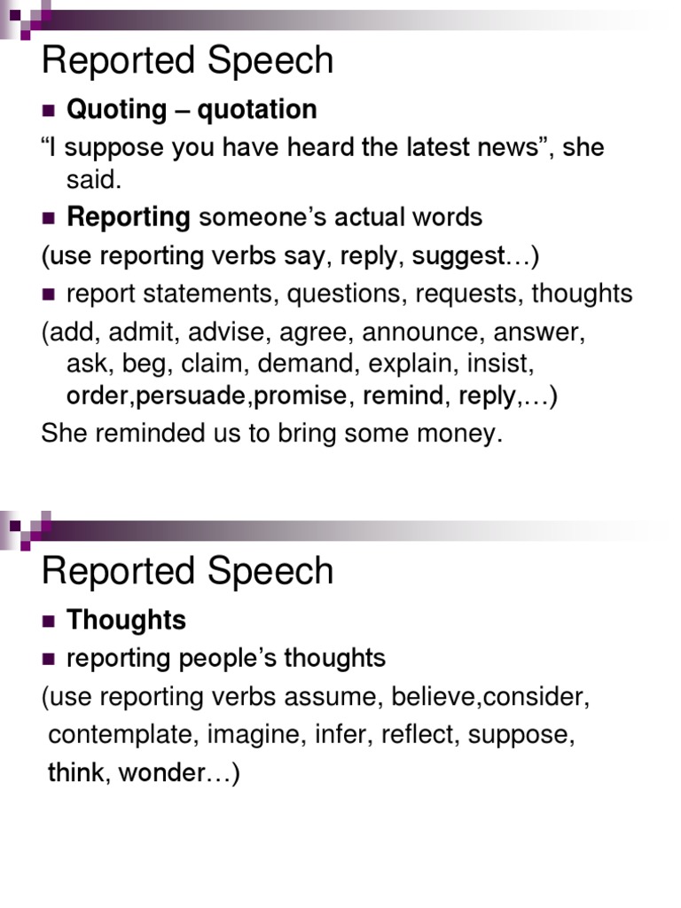Report Speech | PDF | Verb | Syntax
