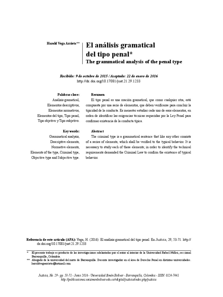 Elementos Del Tipo Penal PDF | PDF | Derecho penal | Intención (Derecho ...