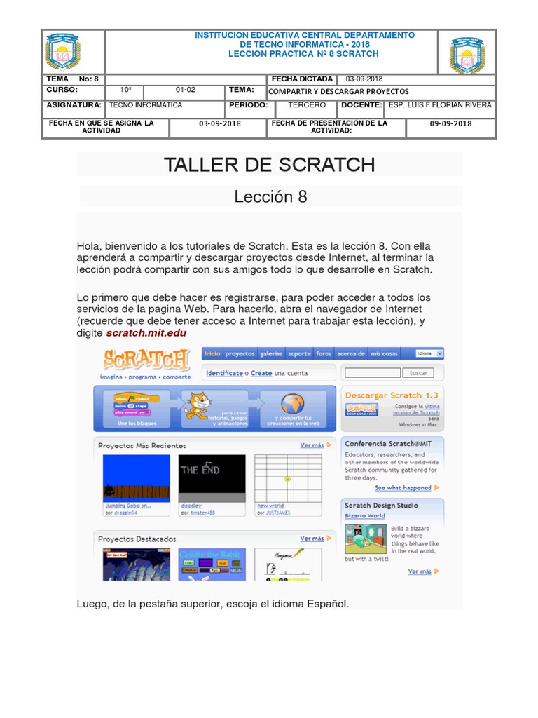 Guia Practica 8 Scratch | PDF | Scratch (lenguaje de programación) | Point and Click
