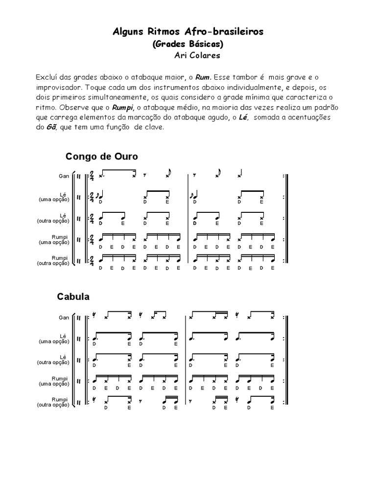 Ritmos Afro-brasileiros e Toques de Atabaque | PDF | Elementos da ...