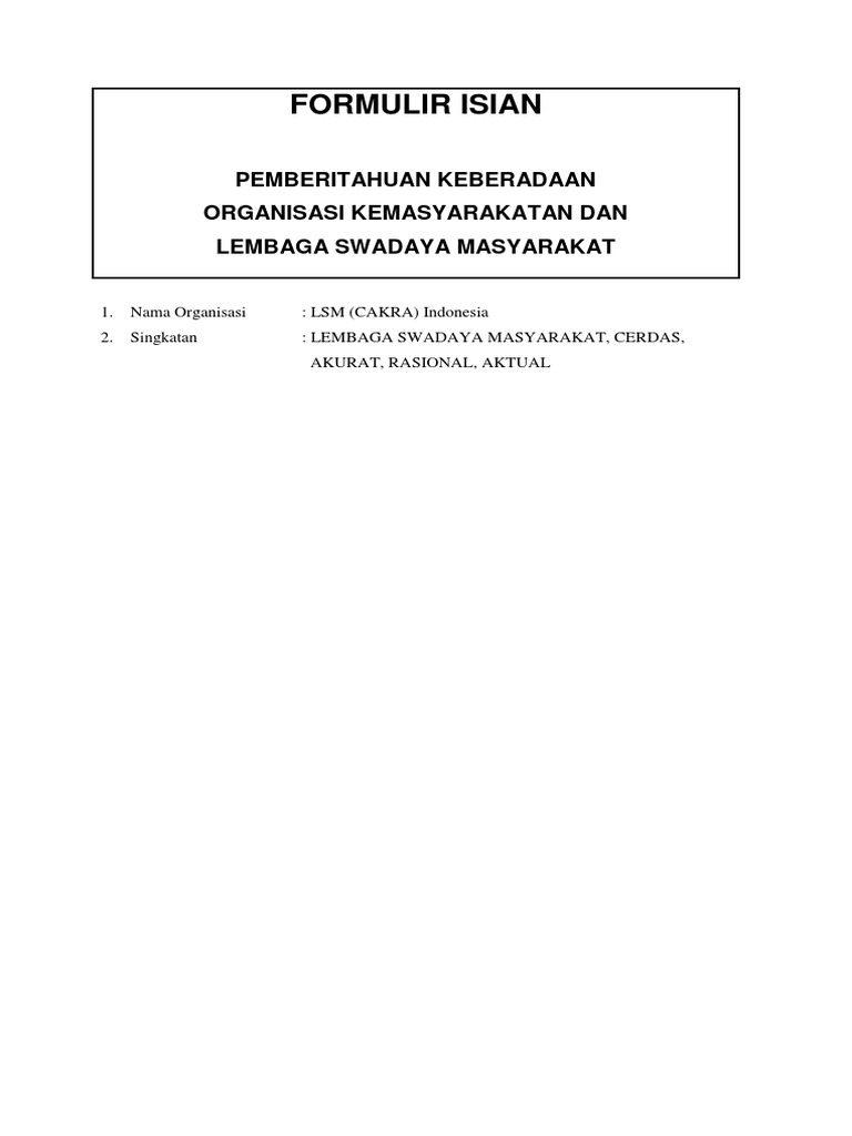 Formulir Isian | PDF
