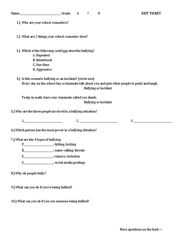 Bullying Pre Post Test | PDF | Bullying | Cyberbullying