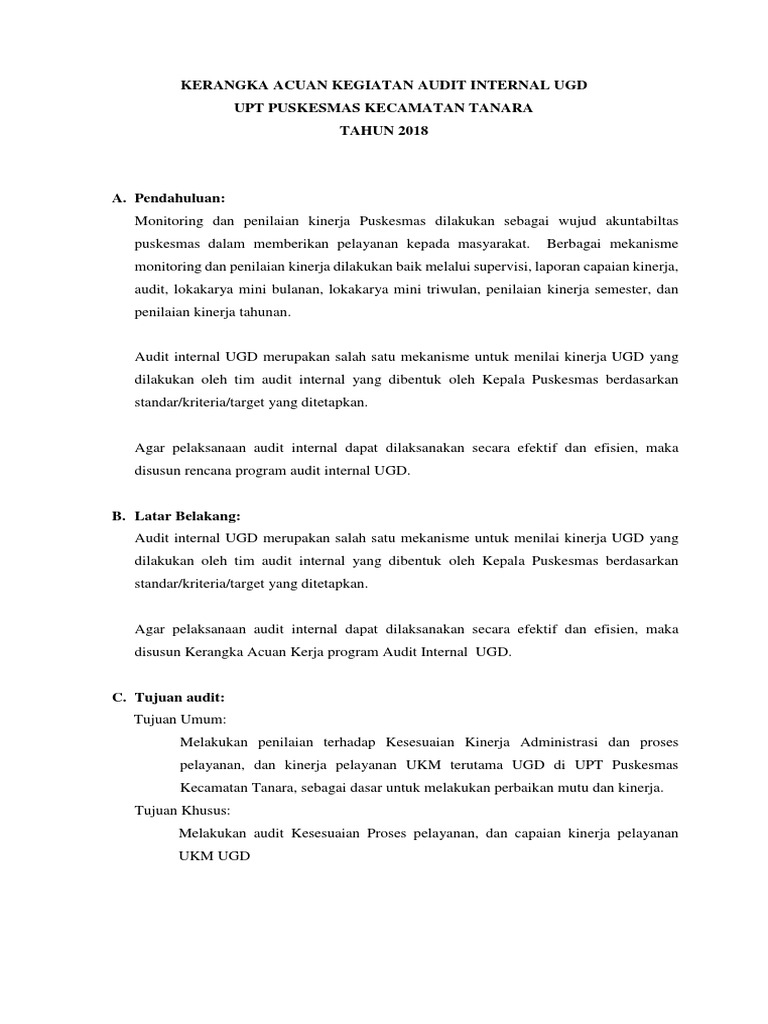 KAK Audit Internal UGD | PDF