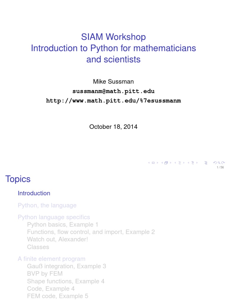 SIAM Workshop Introduction To Python For Mathematicians and Scientists ...