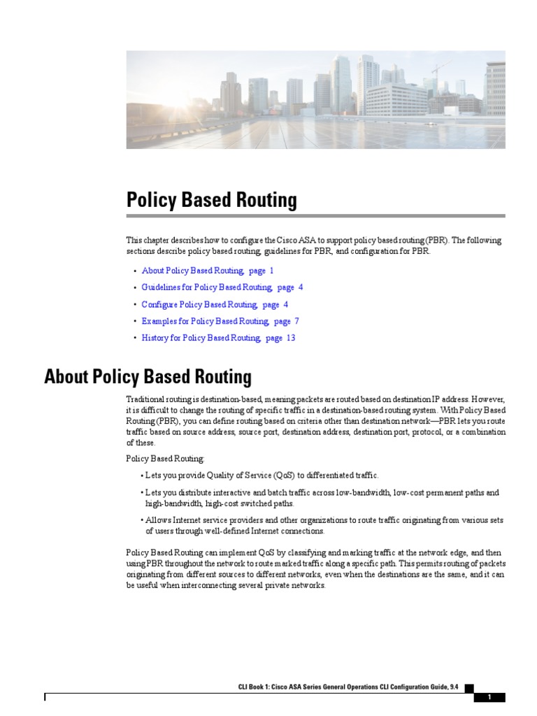 Configure Cisco ASA for Policy-Based Routing | PDF | Routing | Quality ...