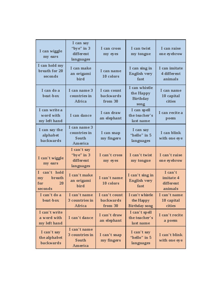 Fun Skills and Challenges for Kids | PDF