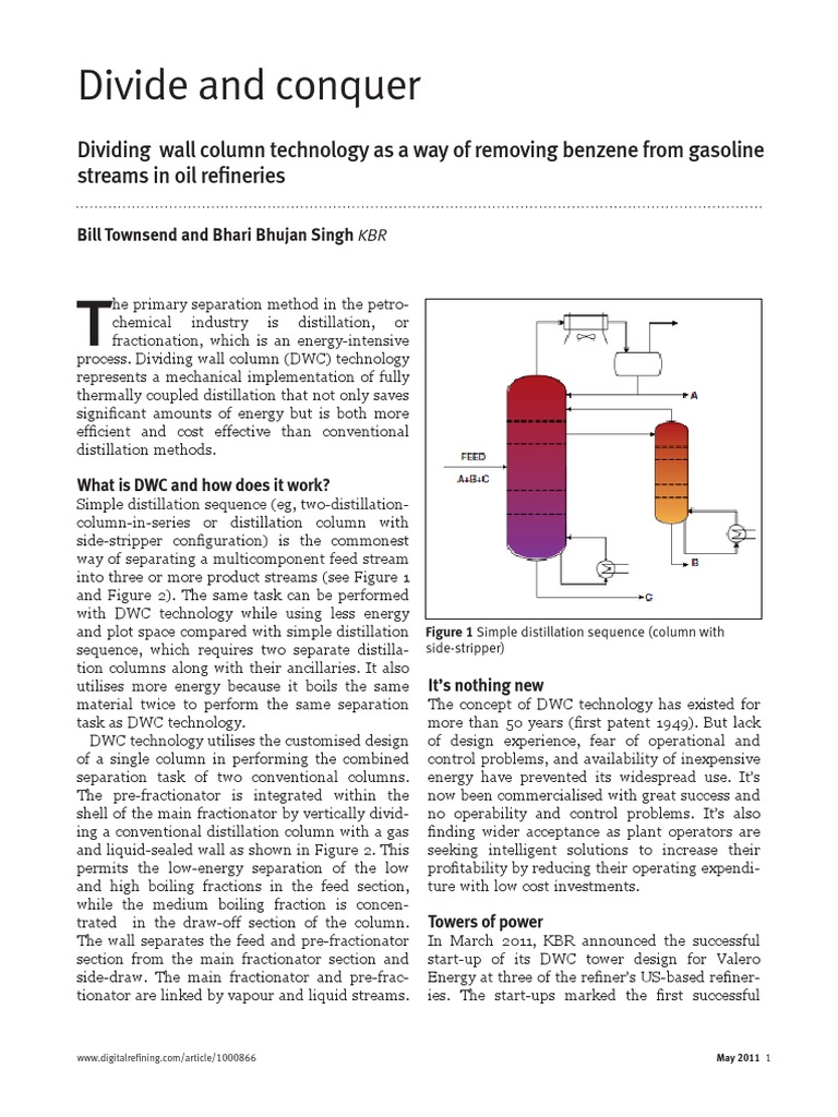 Divide and Conquer: How Dividing Wall Column Technology Removes Benzen ...